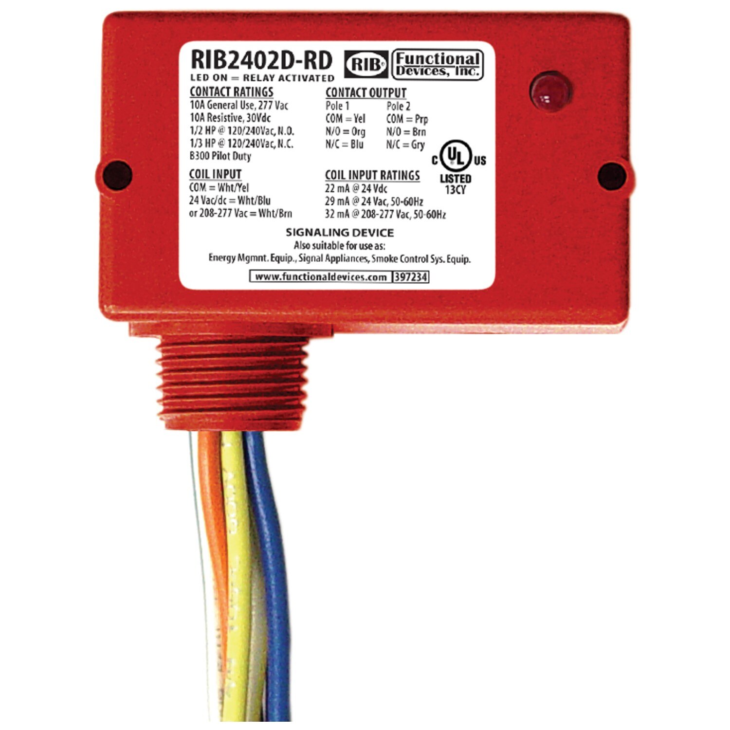 Functional Devices RIB2402D-RD | Pilot Relays | EnergyControl.com